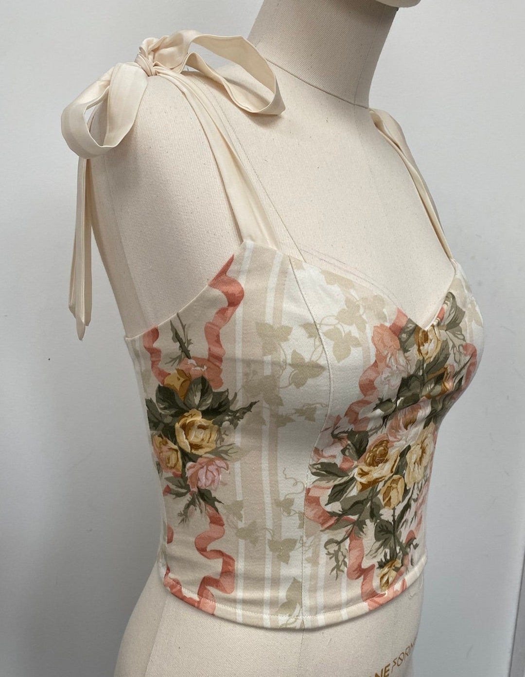 One of a Kind Floral Corset Top Handmade | Studio.katya - Etsy