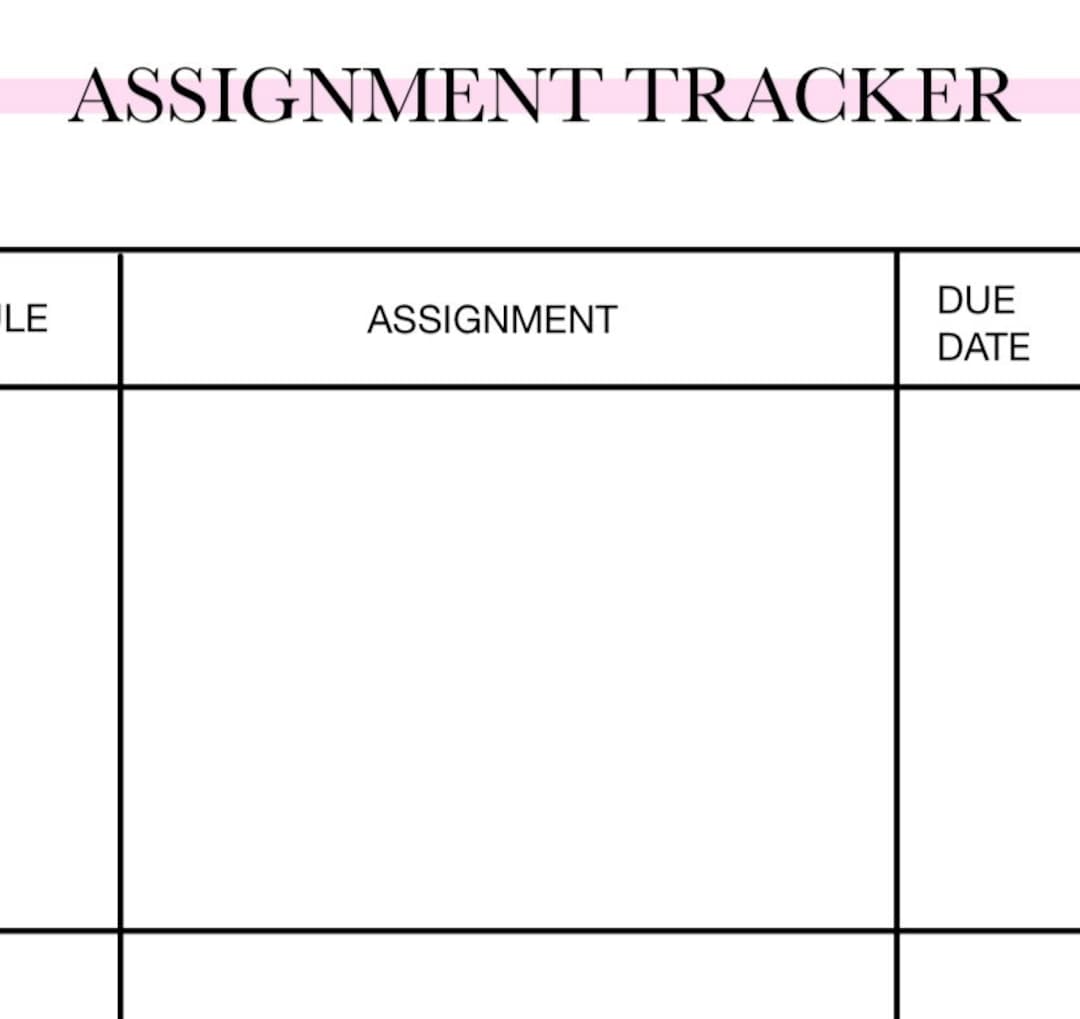 Assignment Tracker Pdf/printable - Etsy