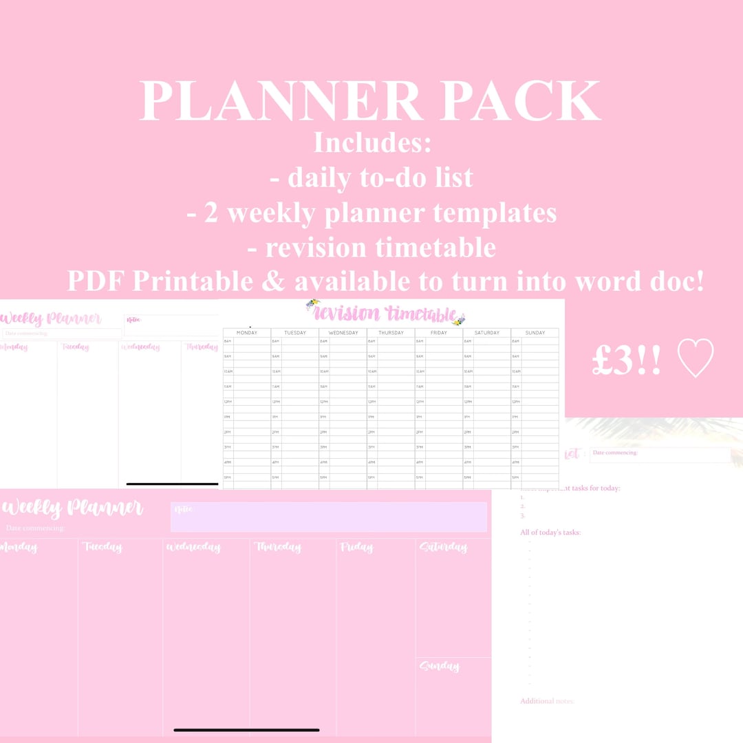 Weekly Planner Pack PDF Printable - Etsy