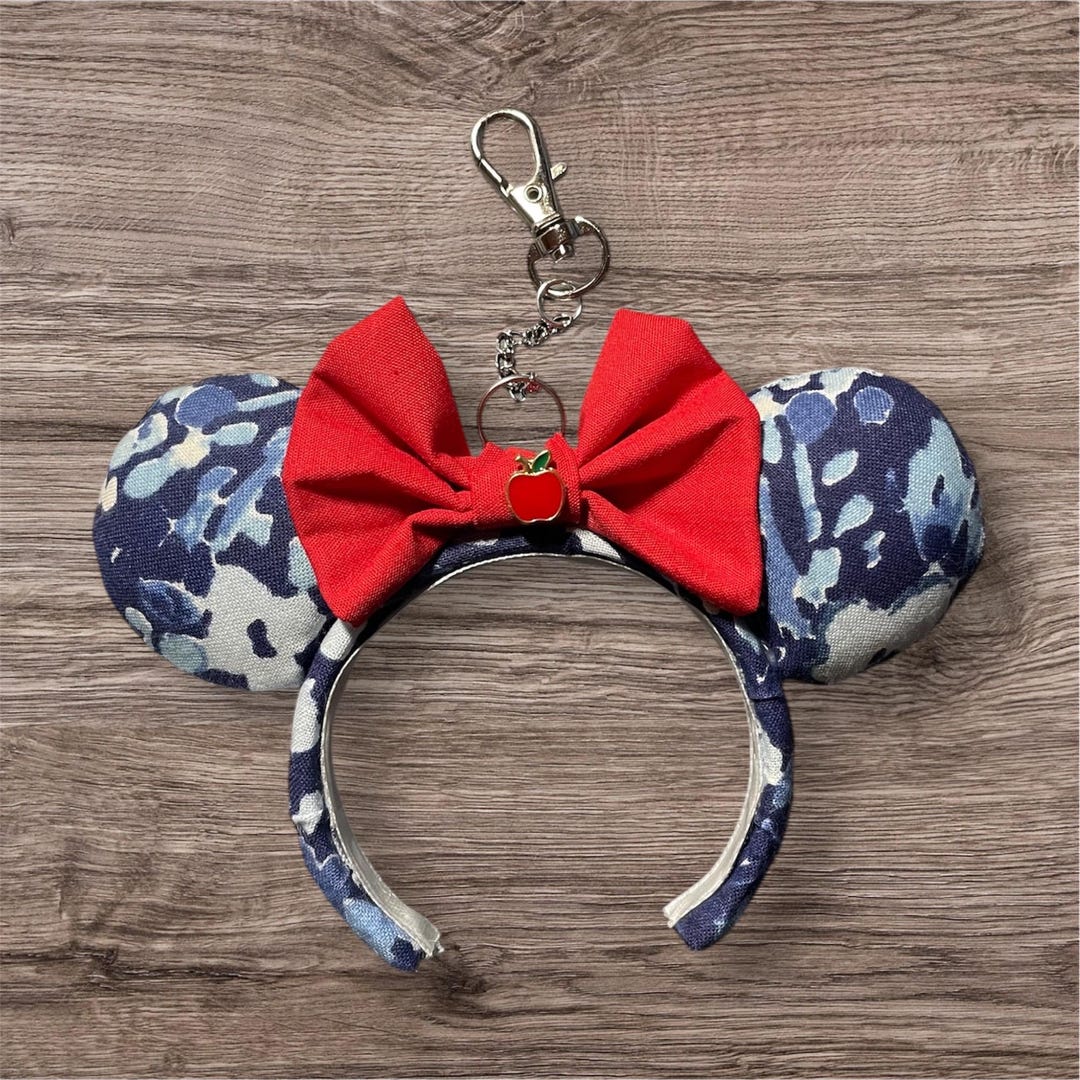 Snow White Inspired Minnie Mouse Ear Keychain: Handmade Bag Charm - Etsy