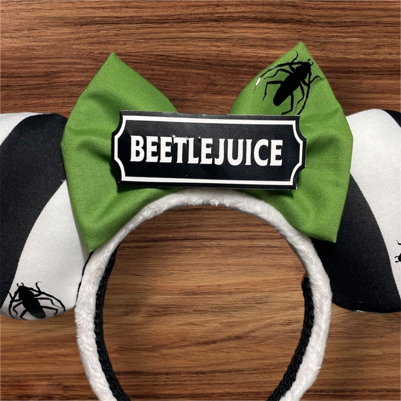 Beetljuice Inspired Minnie Mouse Ears, Mickey Ears, Halloween Ears. - Etsy