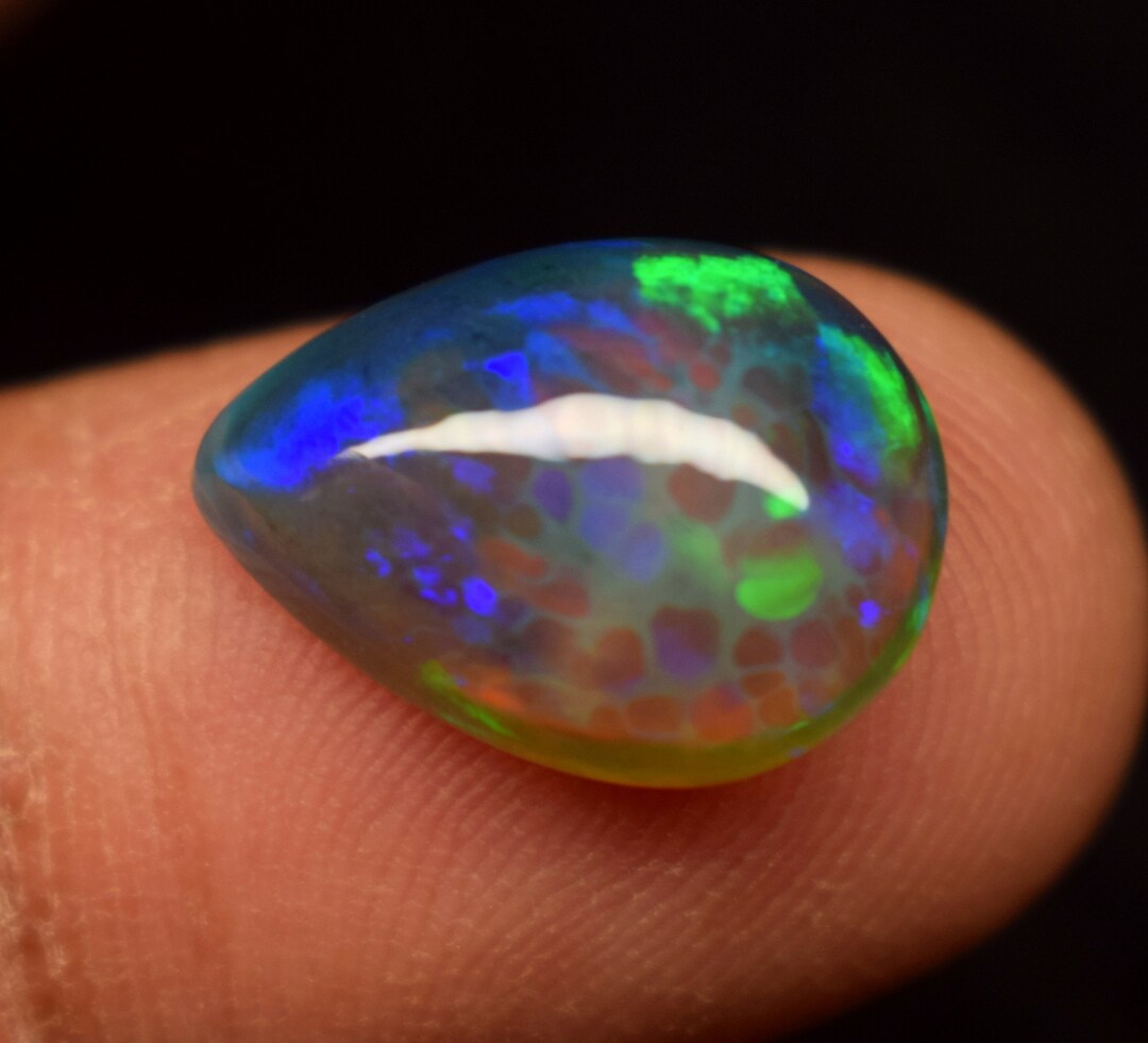 Multi Fire Opal Natural Ethiopian Opal Black Cabochon Gemstone - Etsy