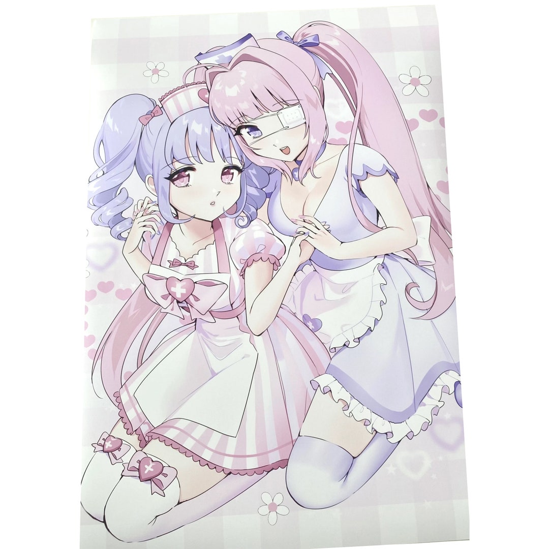 Parfum and Lavender Gingham Large Art Print, Menhera, Yamikawaii, Jirai ...