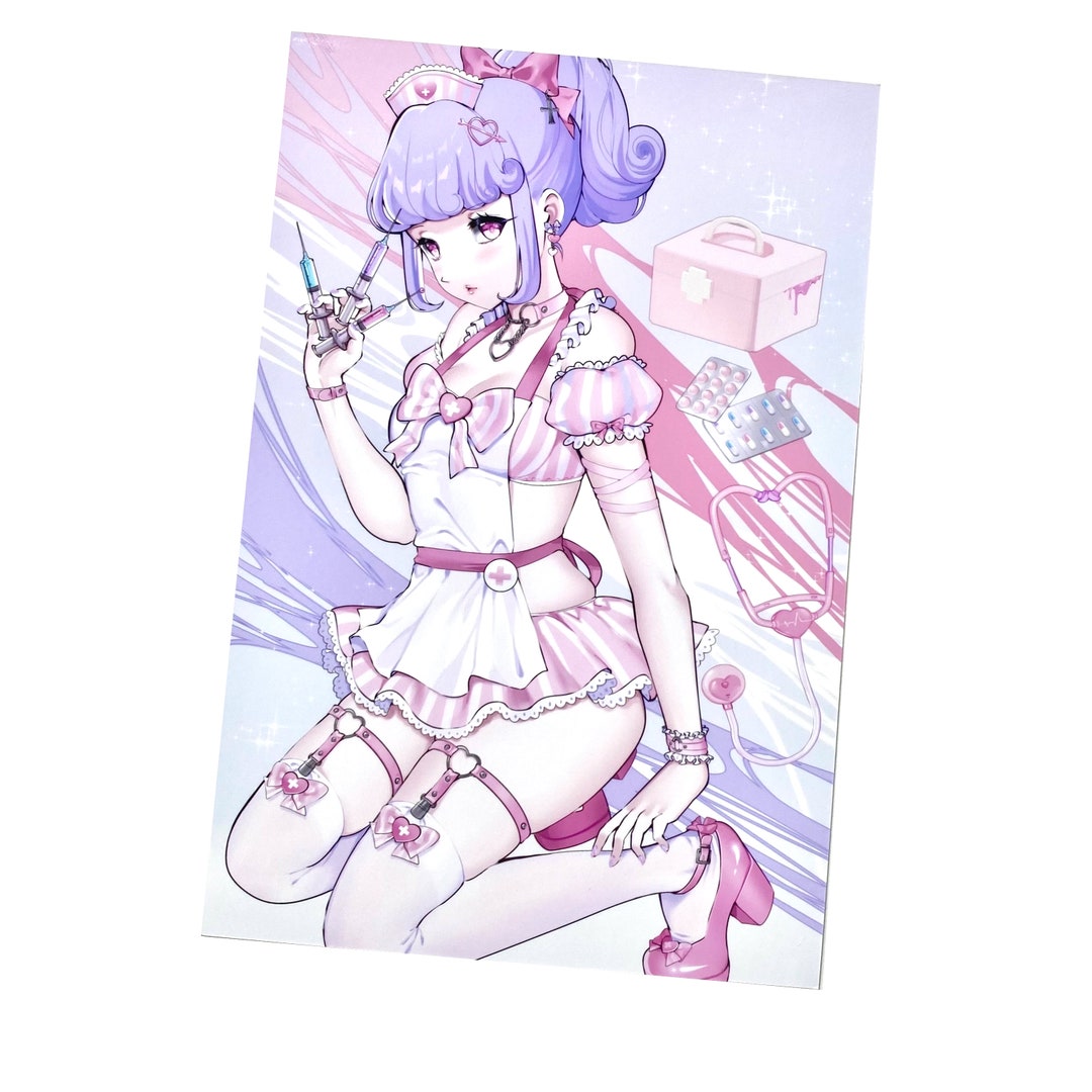 Nurse Lavender Art Print, Menhera, Yamikawaii, Pinkcore, Yumekawaii, Kawaiicore, Cutecore, Pink ...