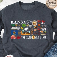 American Flag Map of Kansas Sweatshirt, Kansas State Map Sweatshirt ...