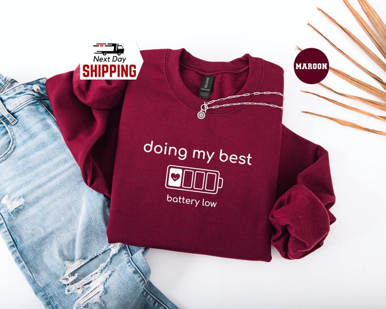 Battery Low Hoodie: Funny Mental Health Graphic Sweatshirt - Etsy