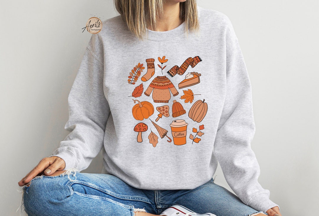 Fall Doodles Sweatshirt, Fall Things Sweatshirt, Fall Sweatshirt, Fall ...