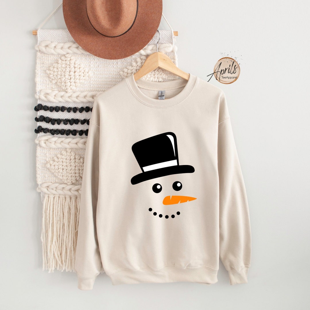 Snowman Sweatshirt, Snowman Face Hoodie, Christmas Gift, Winter Snowman ...