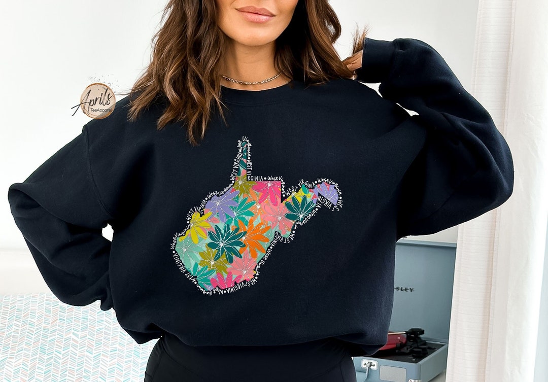 West Virginia Floral Map Sweatshirt or Hoodie - Etsy