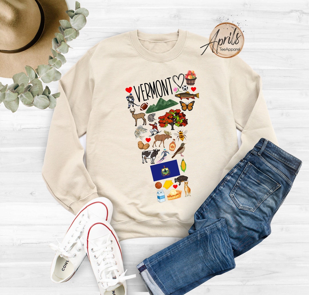 Vermont Sweatshirt, Vermont Hoodie, Vermont Shirt, Vermont Map ...