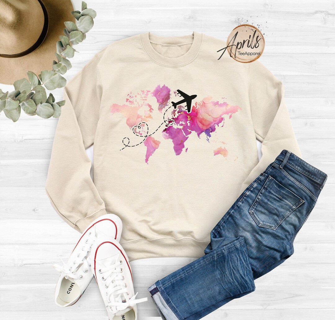 Watercolor World Map Sweatshirt: Adventure Travel Hoodie - Etsy