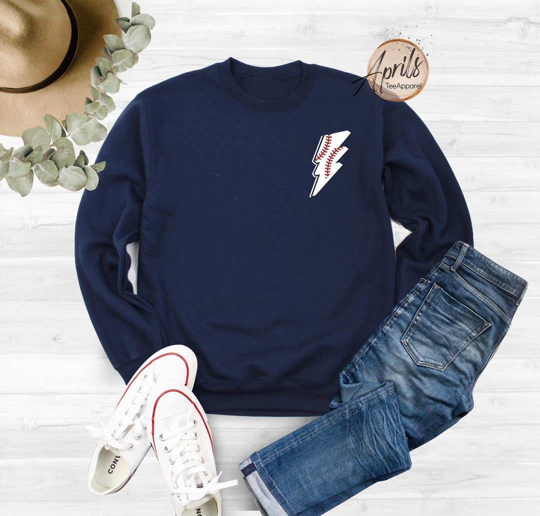 Baseball Lightning Bolt Pocket Sweatshirt: Sports Game Hoodie - Etsy