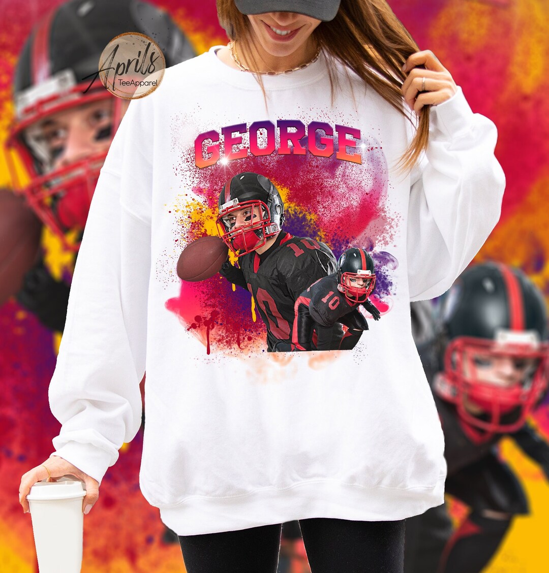 Custom Football Player Photo Sweatshirt: Personalized Sports Hoodie - Etsy