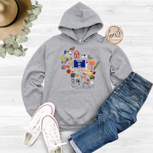 Wisconsin Map Sweatshirt: State Pride Souvenir Gift - Etsy