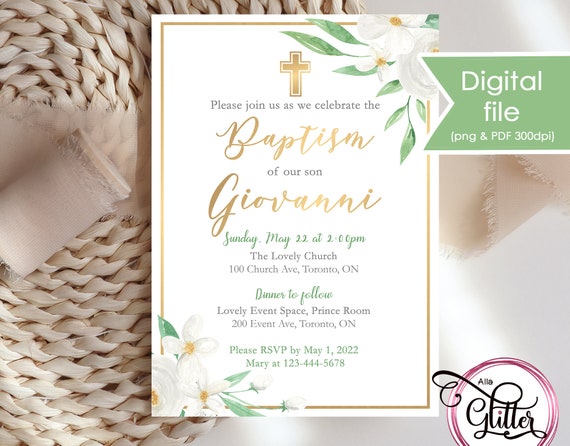 Baptism Invitation Christening Communion Confirmation | Etsy
