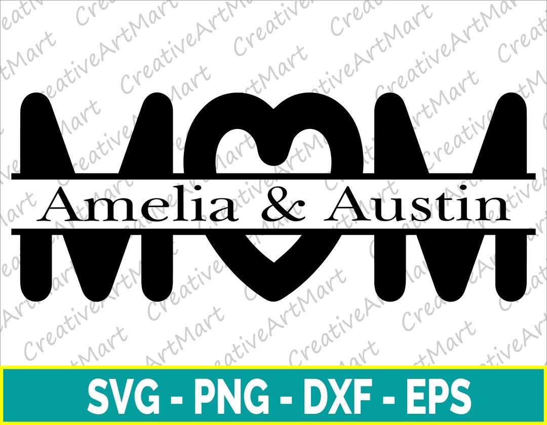 MOM Split Monogram Svg, Mom With Kids Names Svg, Mom Svg, Mom Monogram ...