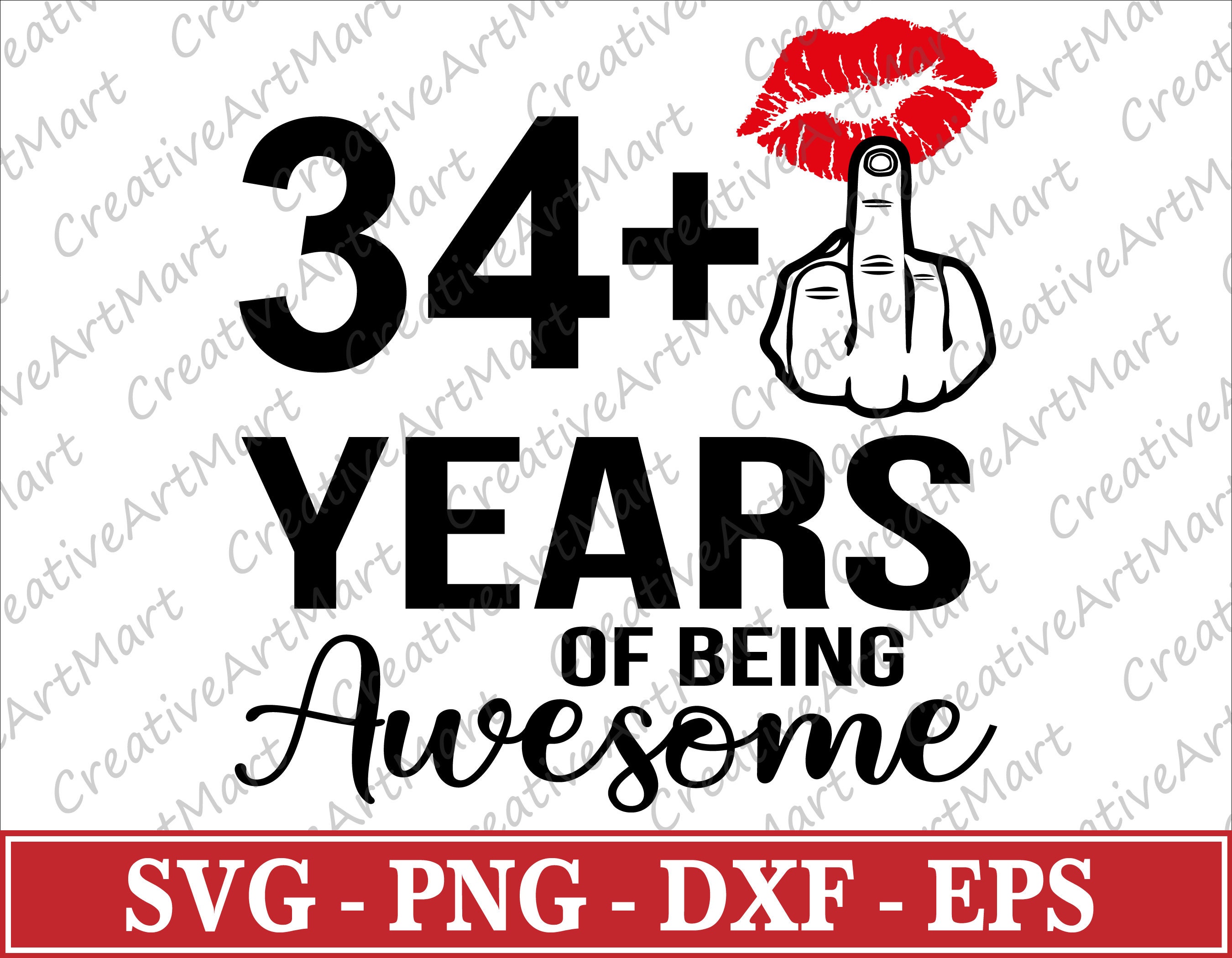 I Am 34 Plus SVG 34 Plus One Years of Being Awesome Svg | Etsy