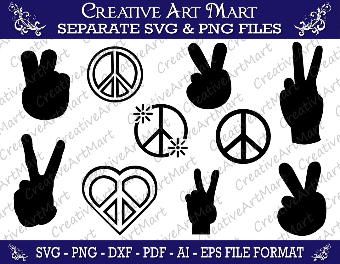 Peace Sign SVG, Peace SVG, Peace Sign Bundle, Peace Sign Silhouette ...