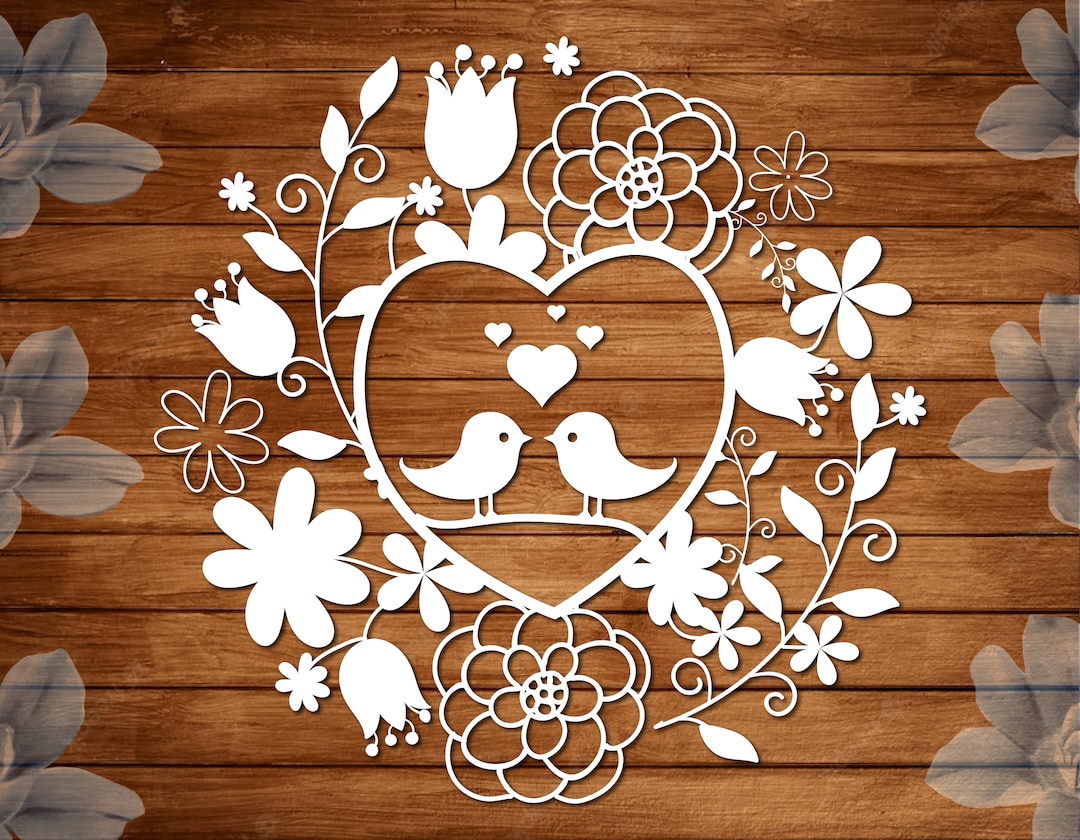 Love Birds Papercut Template, Wedding Romantic Papercut, Cricut ...
