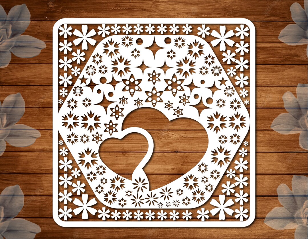 Double Love Heart Frame, Papercut Template, Cricut Silhouette - Svg Png ...