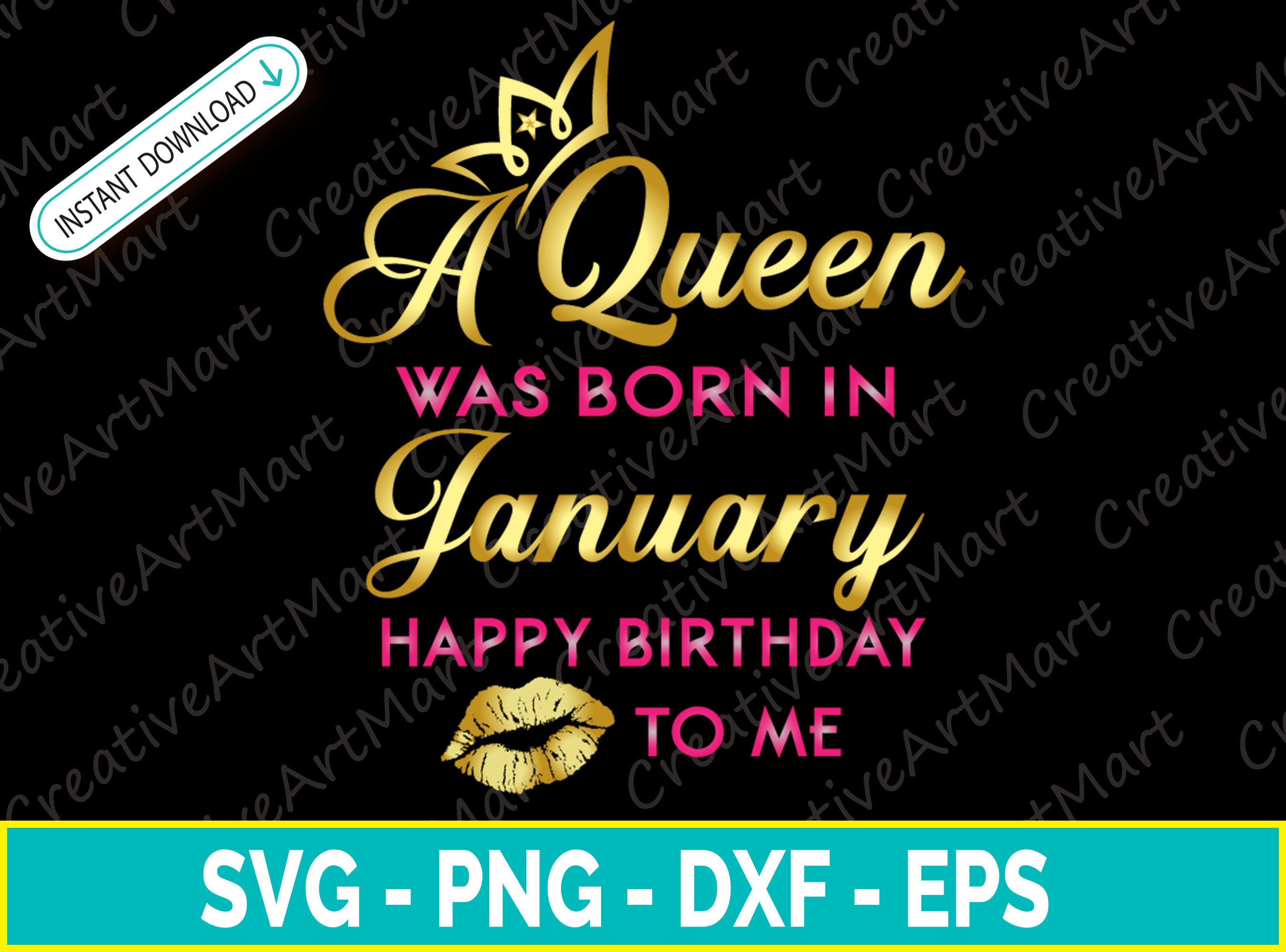 A Queen Was Born in January SVG Birthday in January Pink Svg | Etsy