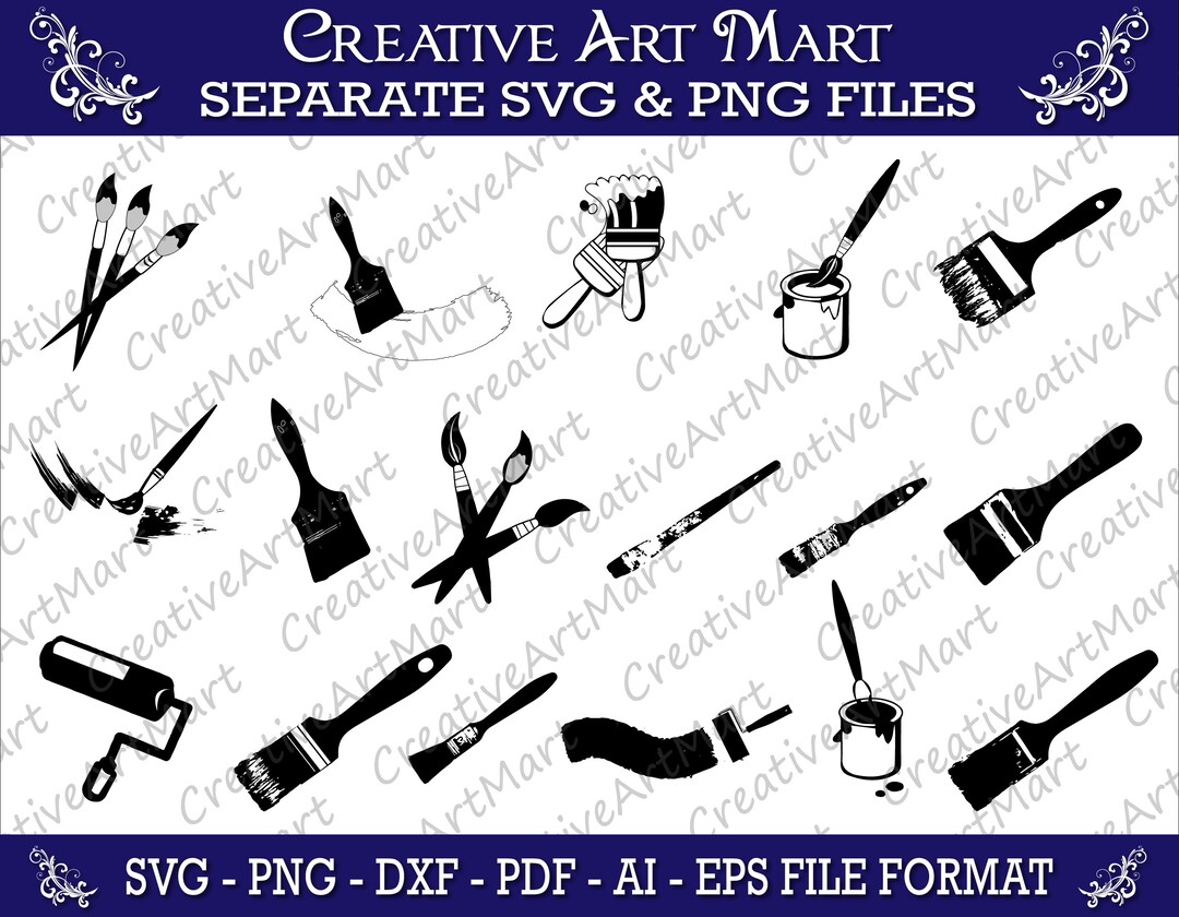 Paint Brush Svg, Paint Brush Svg Bundle, Paint Brushes Cut Files, Paint ...