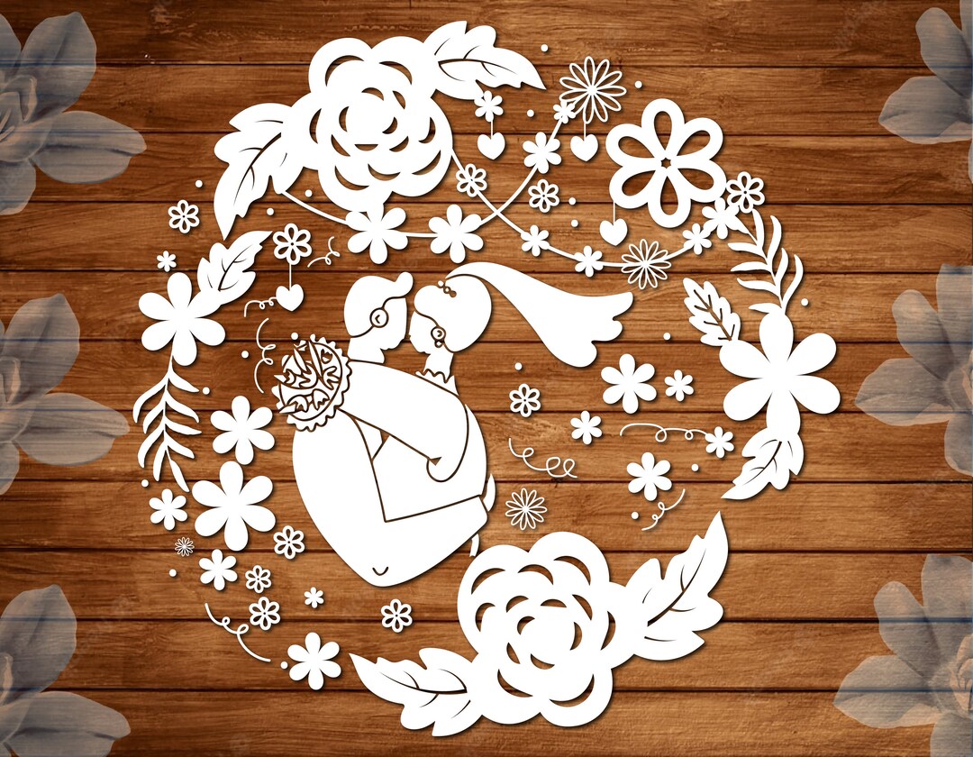 Bride & Groom - Papercut Template, Wedding SVG Cut File, Romantic ...