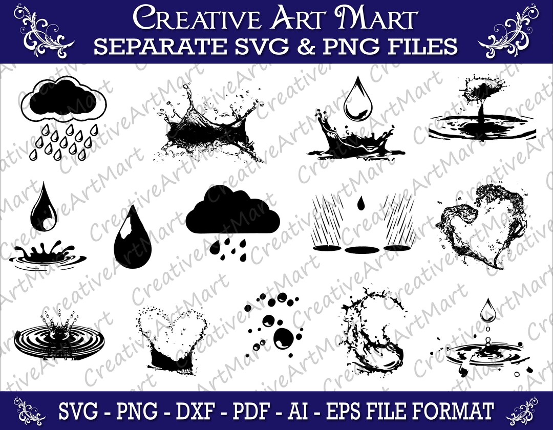 Rain Drop Svg, Water Drop Svg, Rain Drop Bundle Svg, Raindrop Svg ...