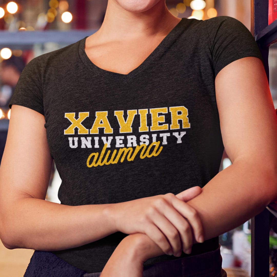 Xavier Alumna (v-neck) - Vintage Xavier Gold Nuggets Apparel, Xavier ...