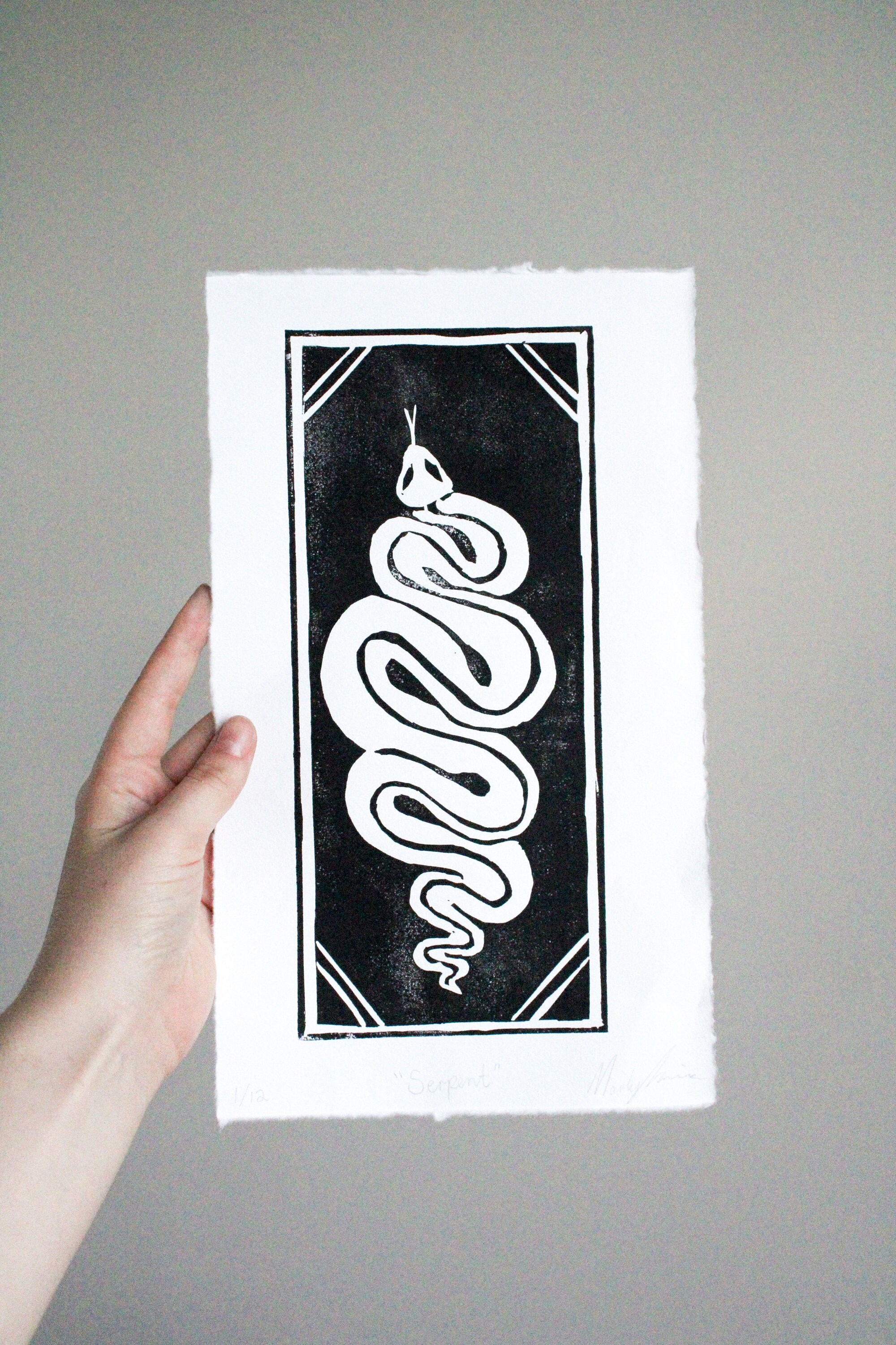 Snake Linocut Print | Original Artwork | Limited Edition - Etsy