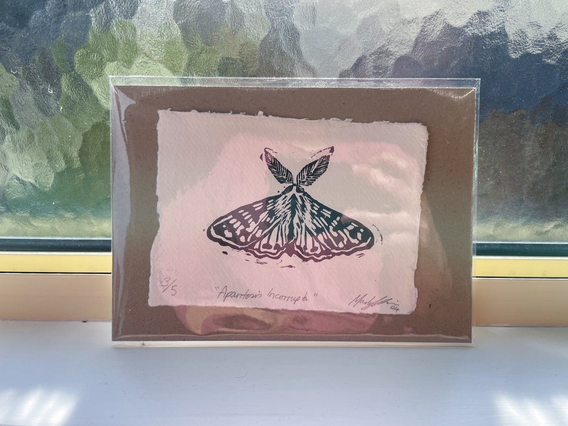 Apantesis Incorrupta Tiger Moth Linocut Print | Wall Art | Moth Artwok ...