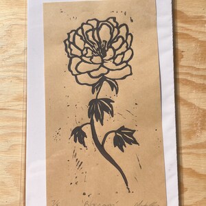 Peony Linocut Print | Botanical Art | Cottagecore Print | Peony Art ...