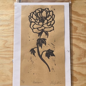 Peony Linocut Print | Botanical Art | Cottagecore Print | Peony Art ...