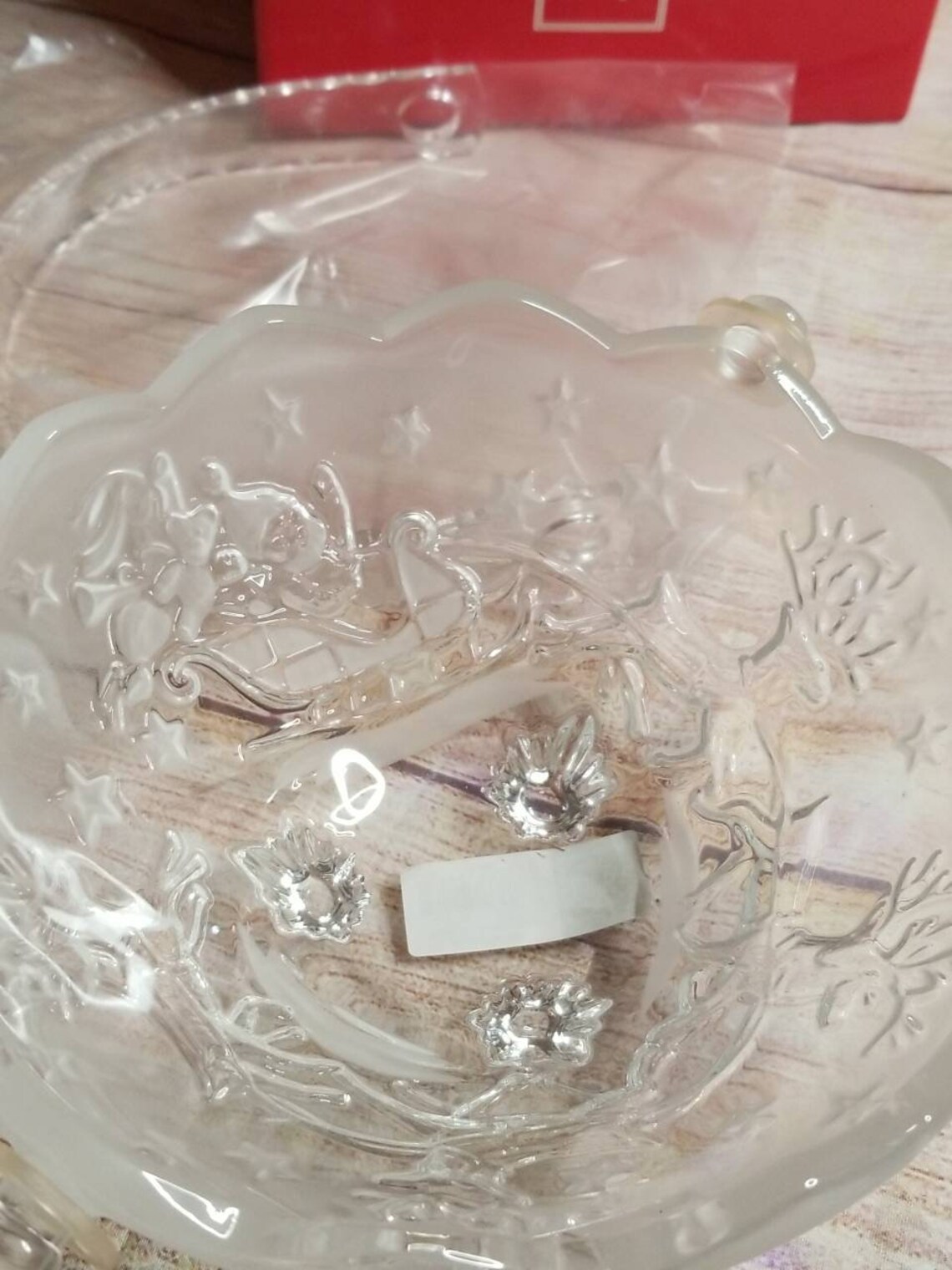 Mikasa Silent Night Basket With Handle Holiday Candy Bowl 8 1/4 Crystal ...