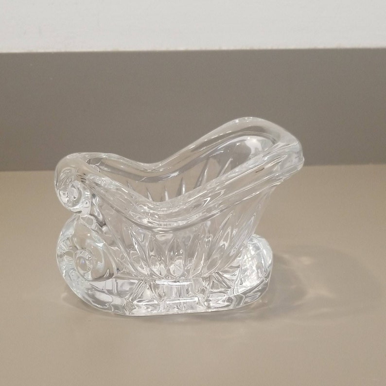 Vintage Crystal Glass Christmas Sleigh Sled Candy Dish Lead ...