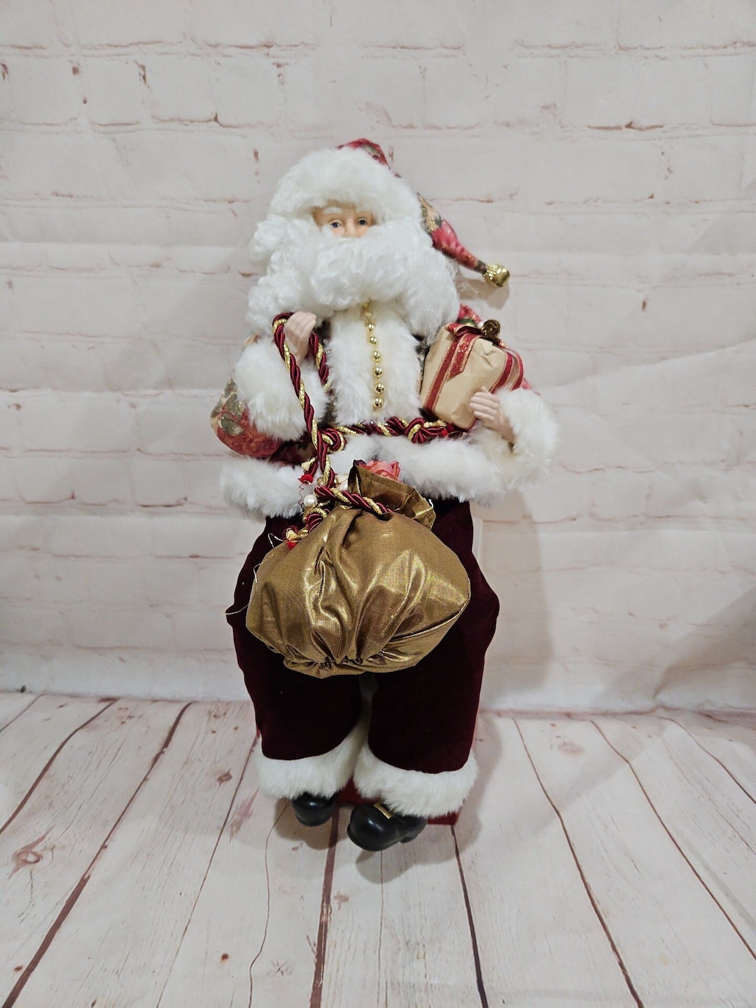 Vintage Mantle Sitting Santa Clause 21" - Etsy