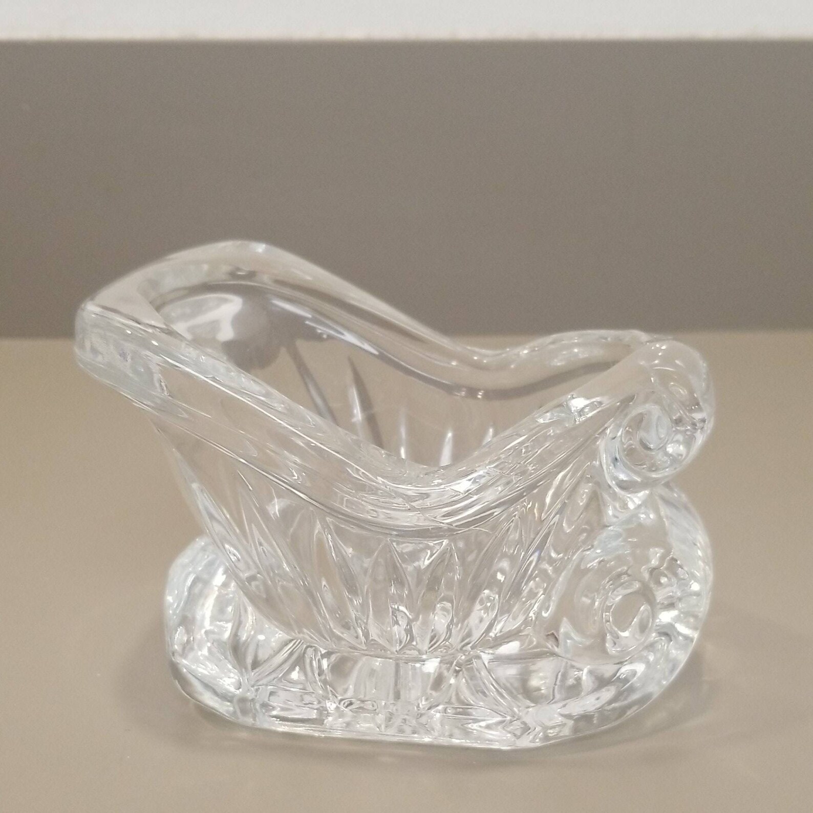 Vintage Crystal Glass Christmas Sleigh Sled Candy Dish Lead ...