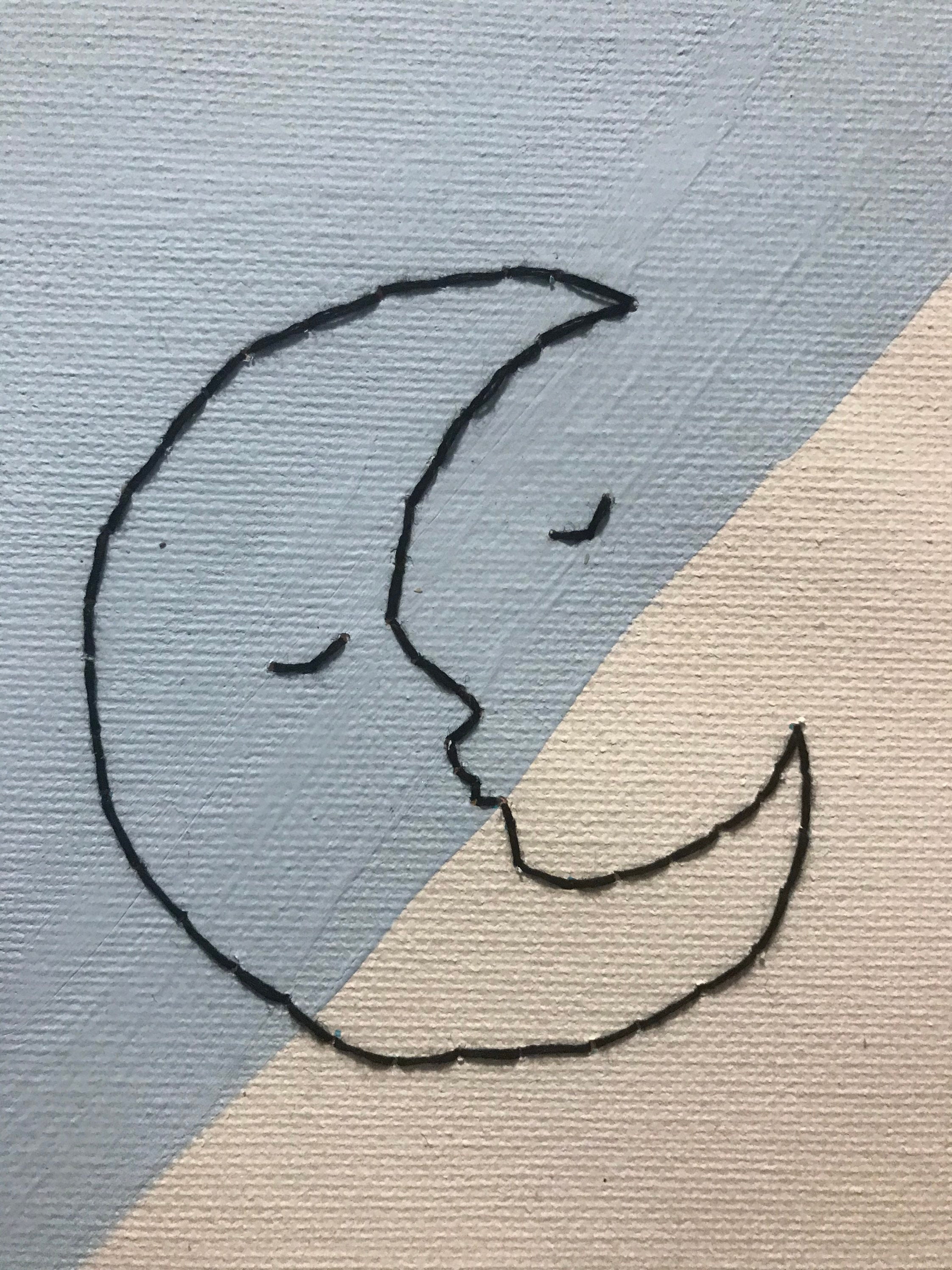 Embroidered Moon Painting - Etsy