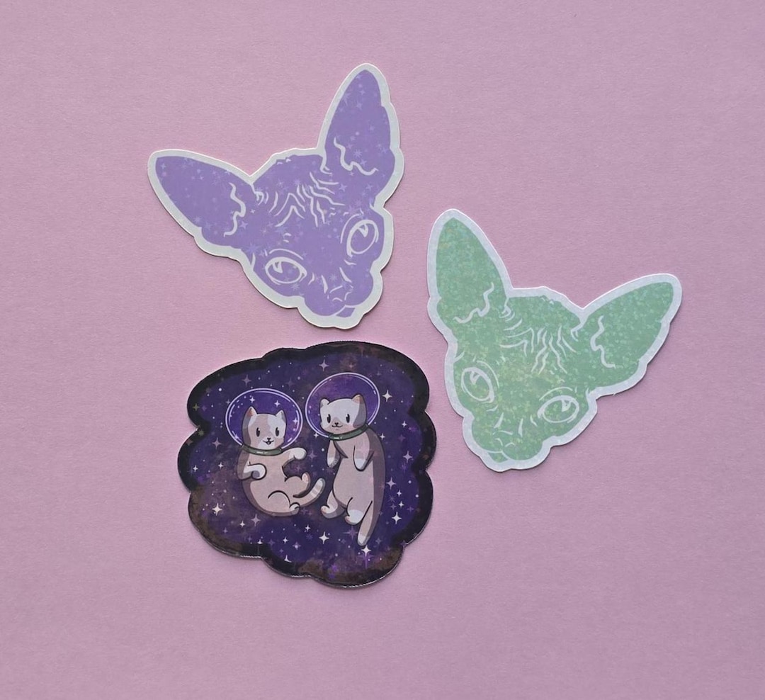 Glitter Cats in Space Stickers: Water-resistant Laptop Decals - Etsy