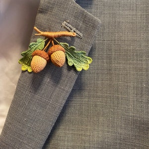 Crochet Brooch, Crochet Acorns Pin,crochet Pine Cones, Acorn Jewelry ...