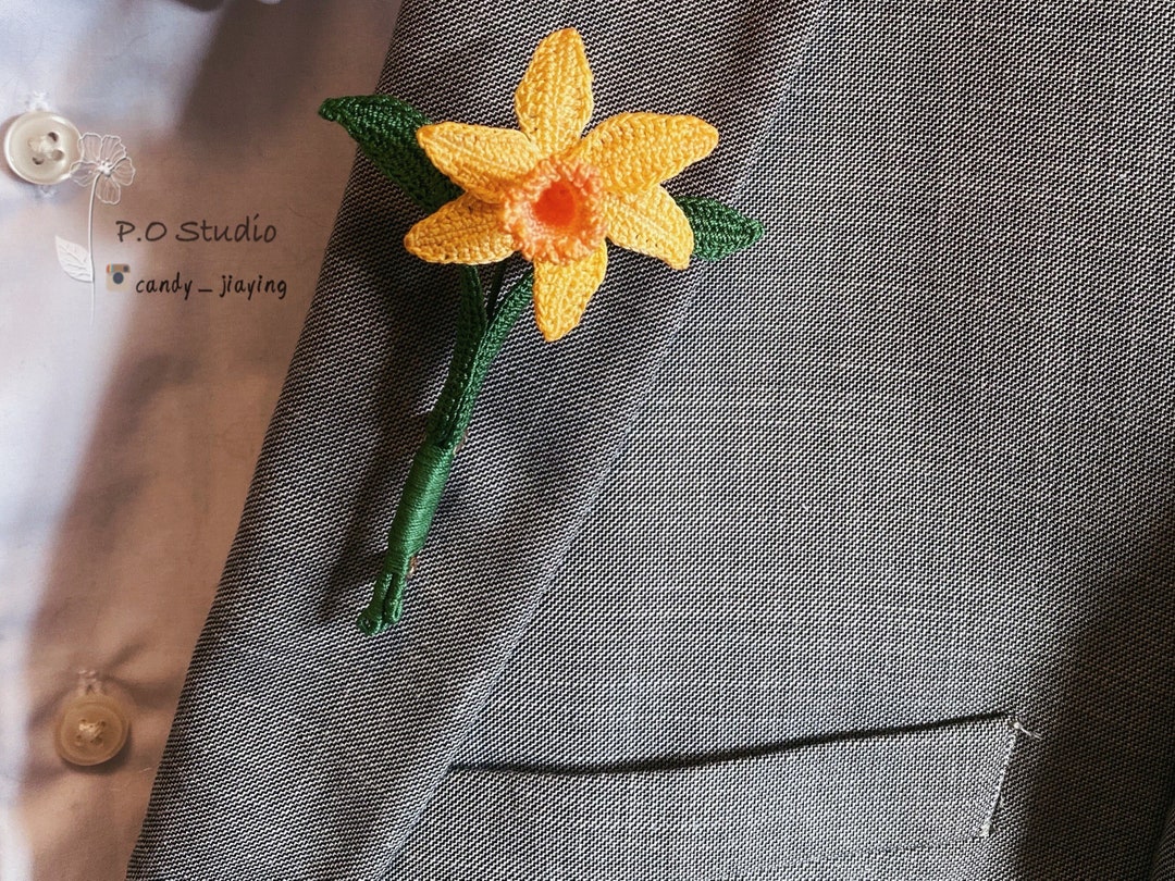 Daffodil Pearl Brooch,crochet Brooch,handmade Jewellery, Yellow ...