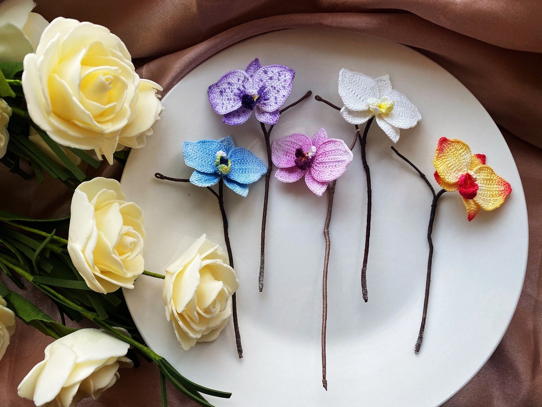 Crochet Bookmarks, Handmade Bookmark , Crochet Orchid ,floral, Flower ...