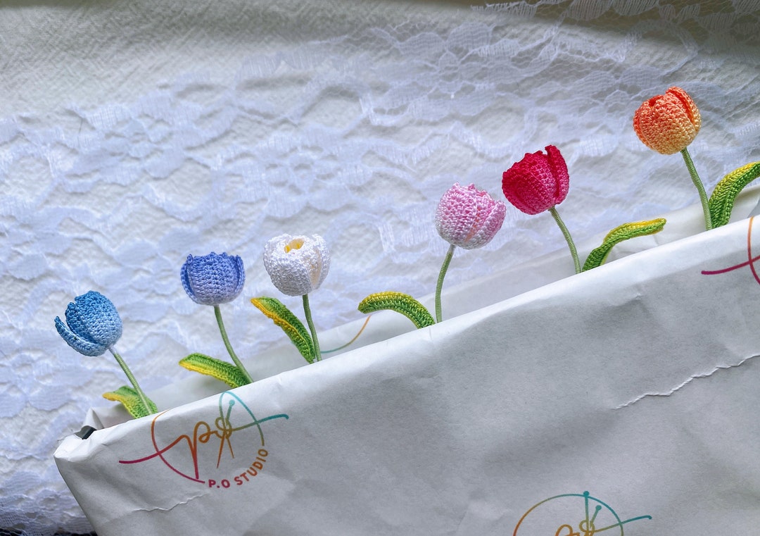Micro Crochet Tulip Bookmark , Crochet Bookmark ,floral Craft, Handmade ...