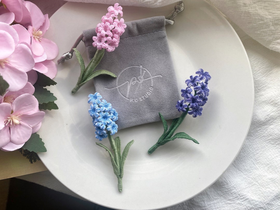 Hyacinth Flower Brooch,crochet Flower Pin, Microcrochet Pin,handmade ...