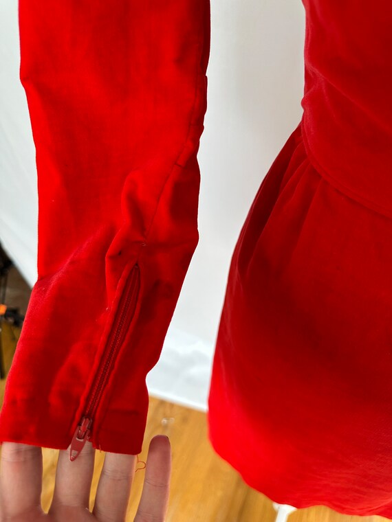 Vintage 1960’s Red Velvet Sweetheart Neckline Mini Dr… - Gem