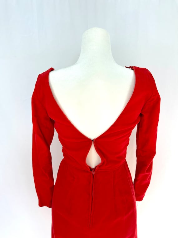 Vintage 1960’s Red Velvet Sweetheart Neckline Mini Dr… - Gem