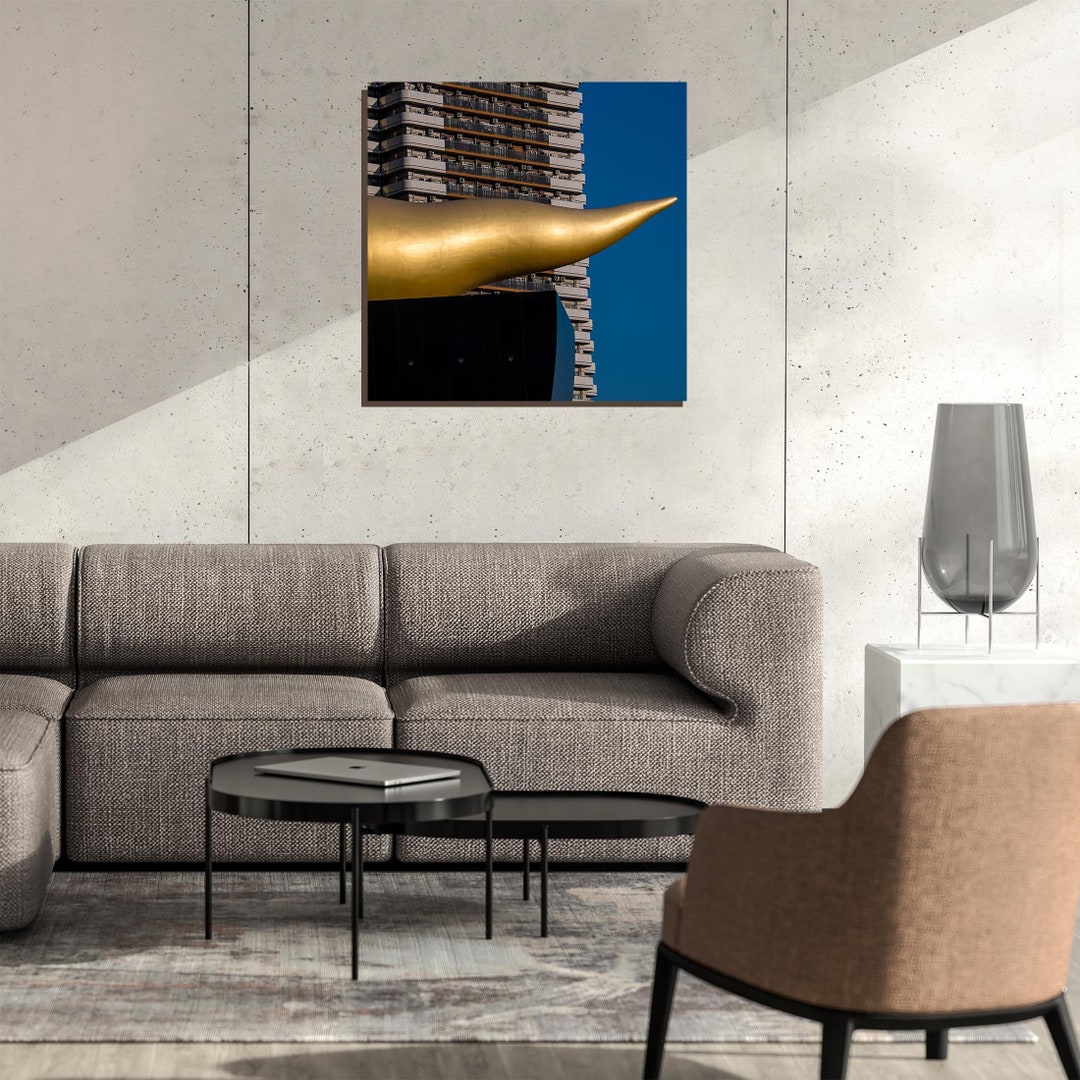 Canvas Wall Art Print. Golden Poo. Gold Sculpture on Black Monolith ...
