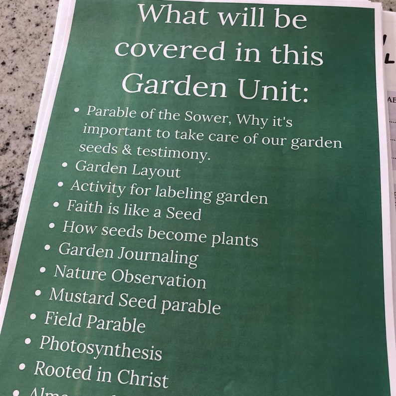 Faith & Gardening Study Unit - Etsy