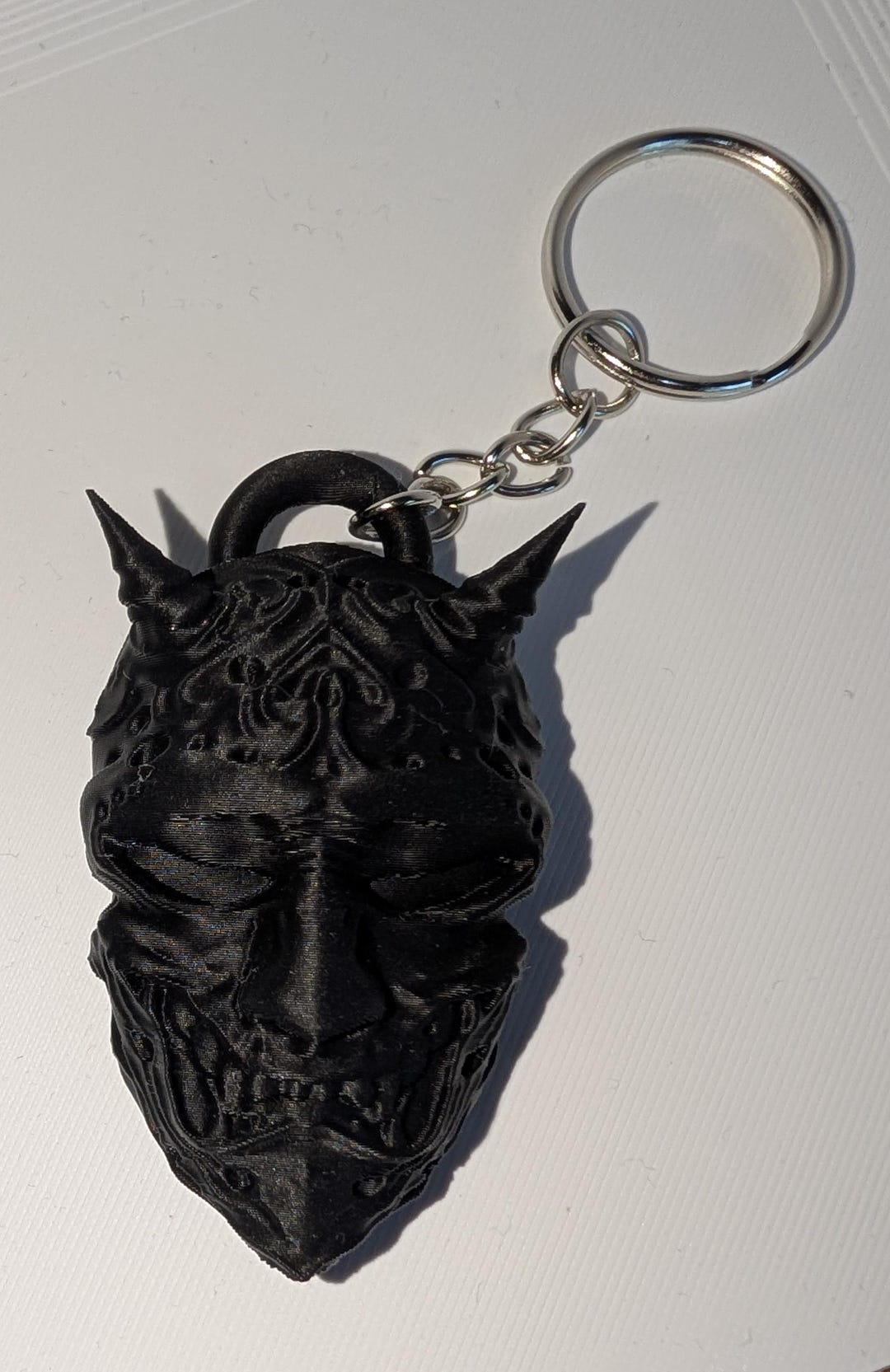 3D Printed Demonic Mask Keychain - Gothic Devil Horns Accessory (made ...