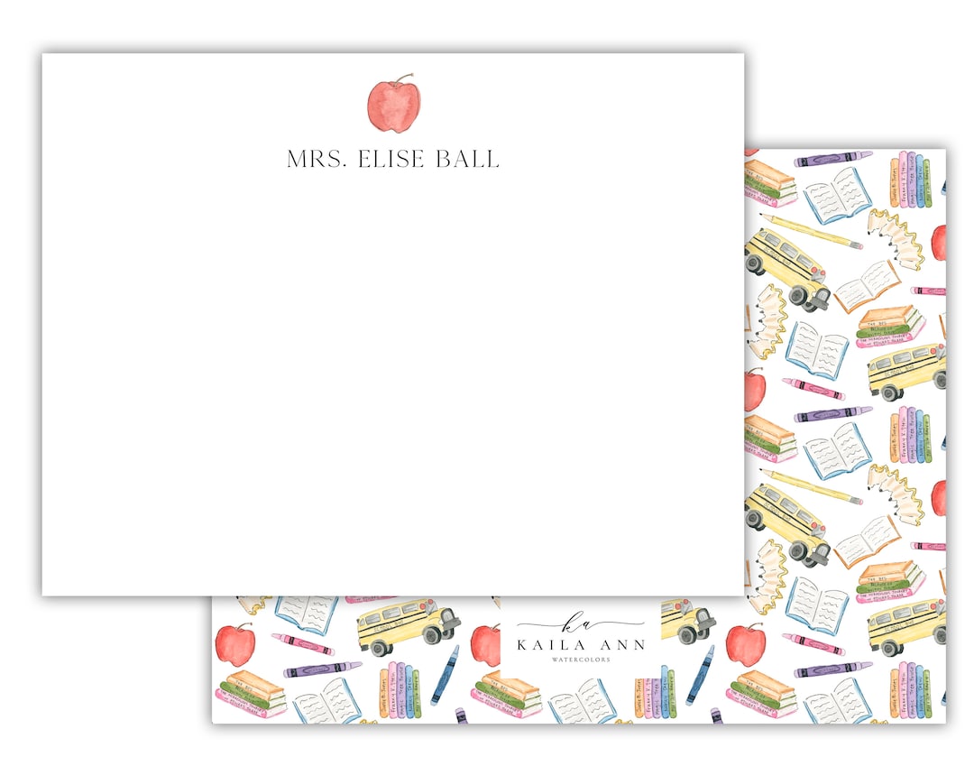 Custom Teacher Stationery, Custom Teacher Notecards, Personalized ...